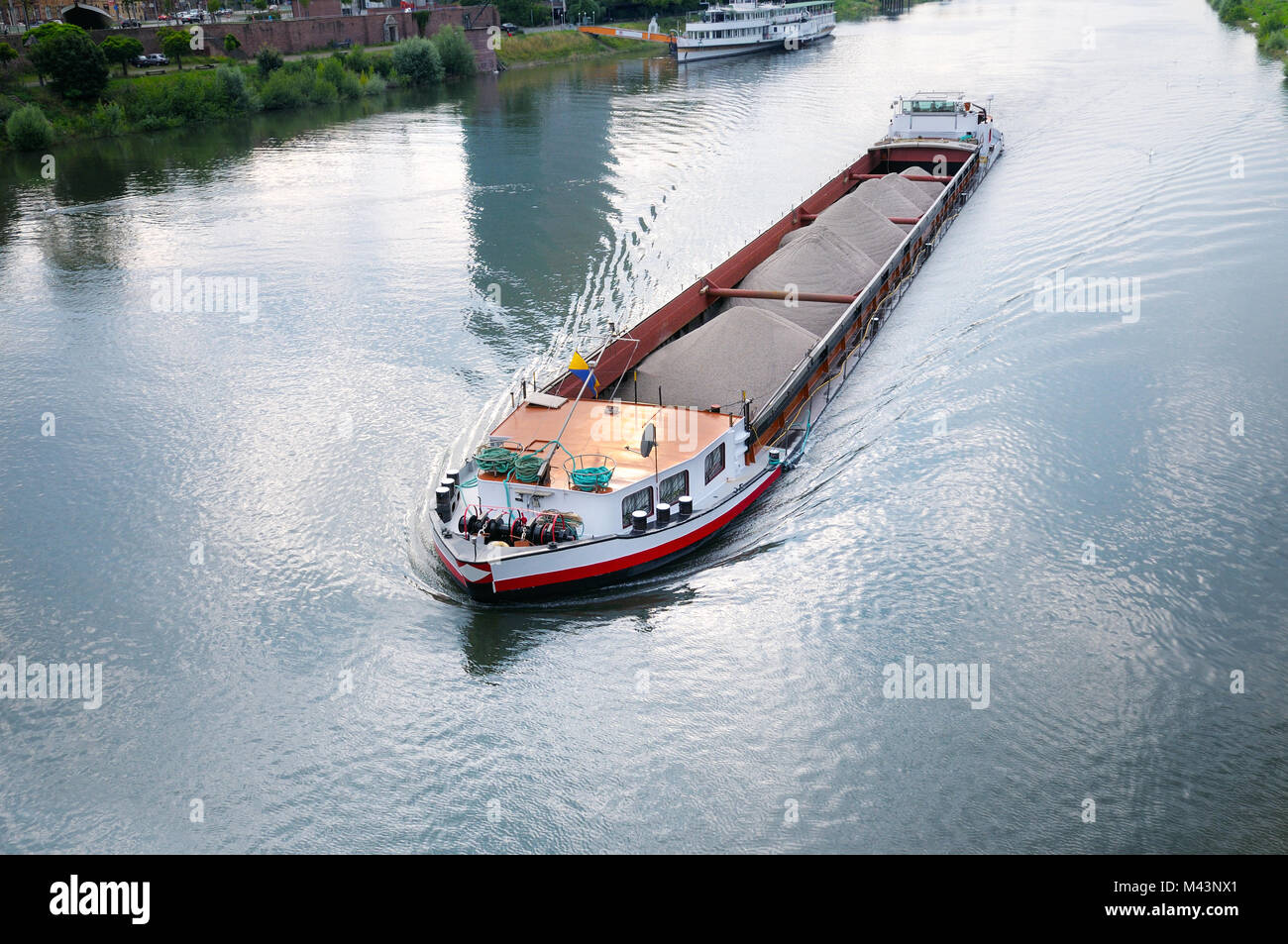 barge with cargo on river Stock Photo - Alamy