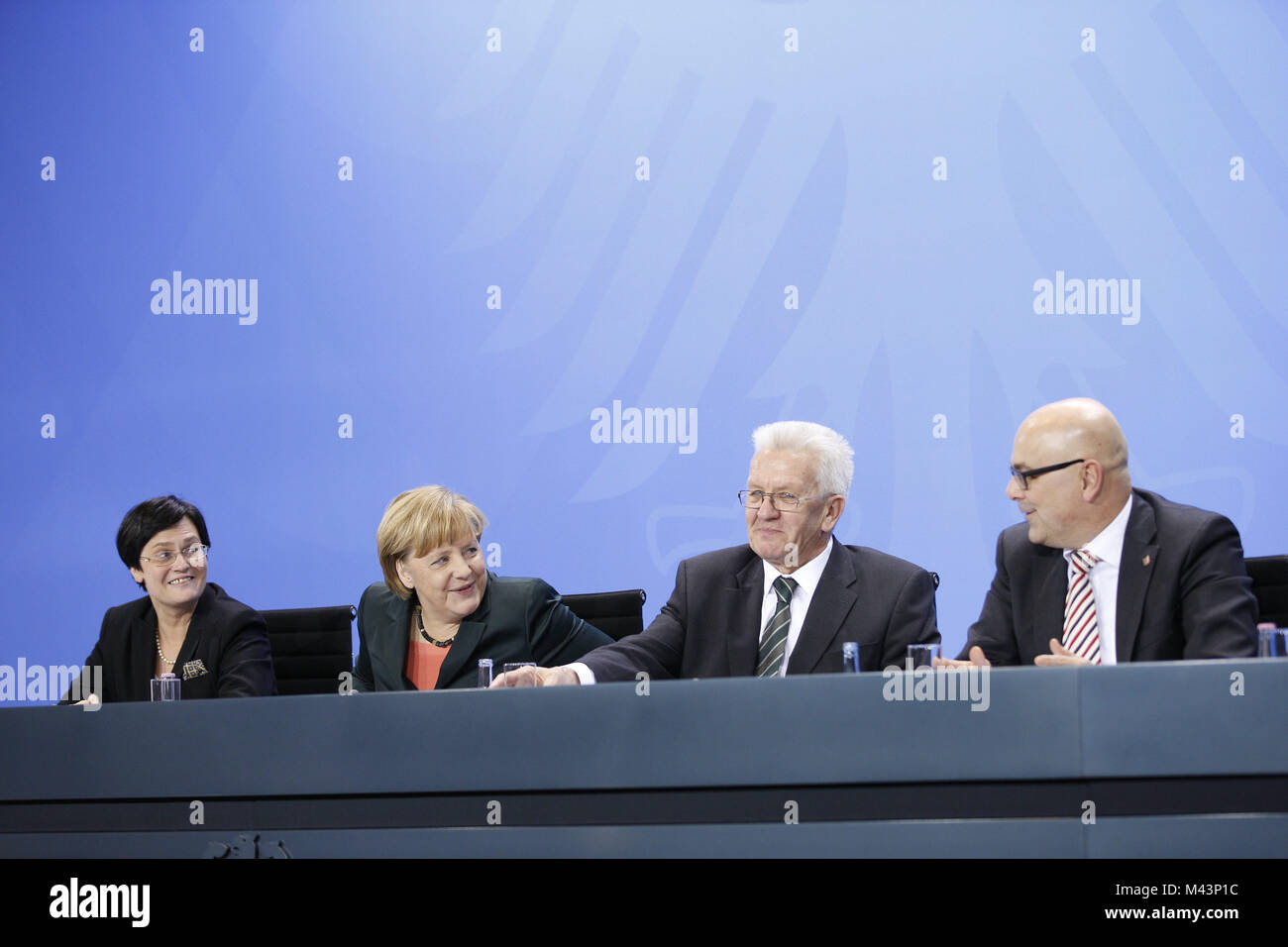 Merkel and German Prime Ministers joint press conference Stock Photo ...