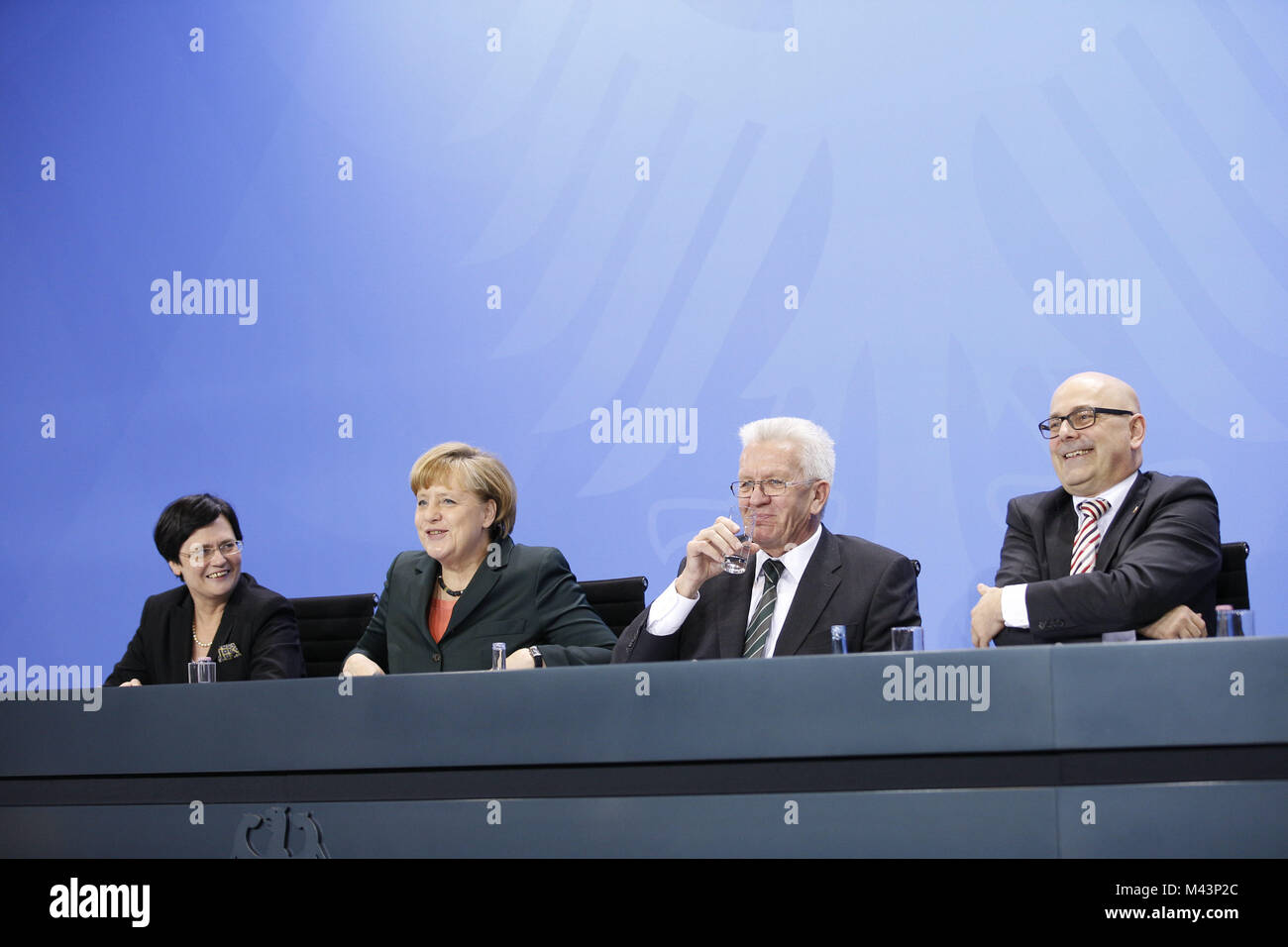 Merkel and German Prime Ministers joint press conference Stock Photo ...