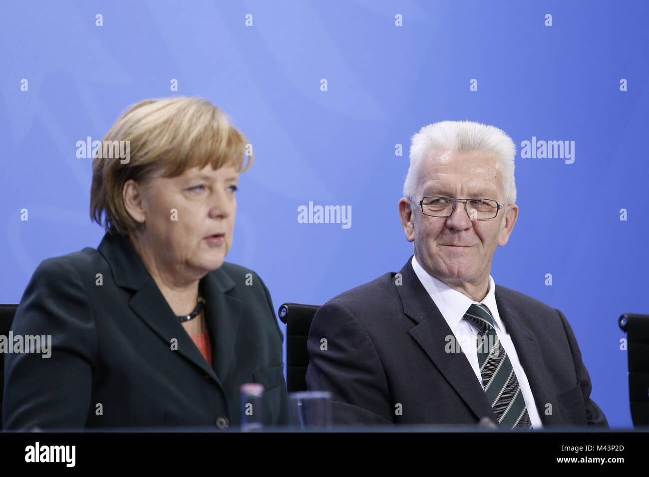 Merkel and German Prime Ministers joint press conference Stock Photo ...