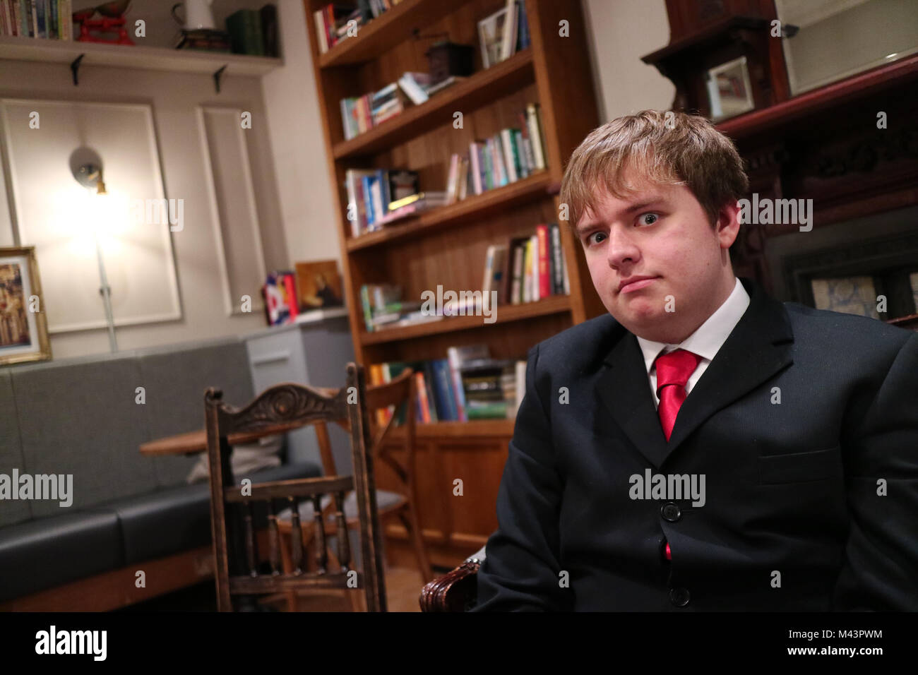 A man staring angrily at the camera with copy space on the left Stock ...