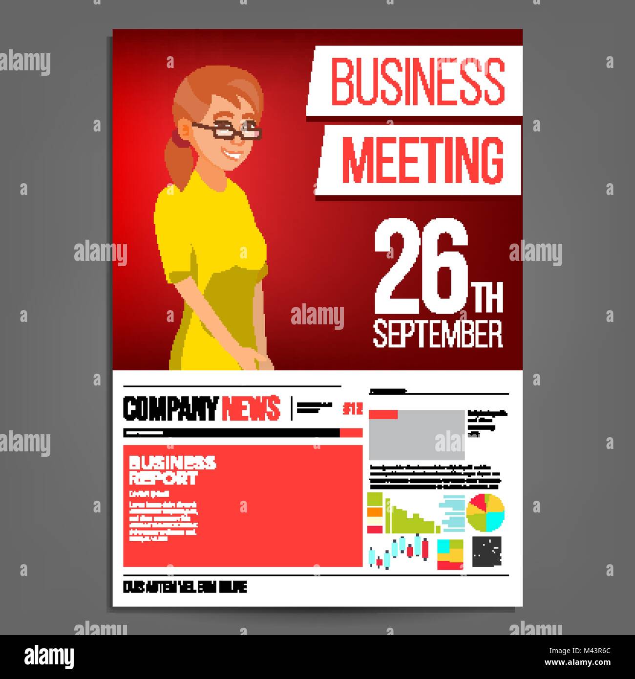 Business Meeting Poster Vector. Business Woman. Layout. Presentation ...