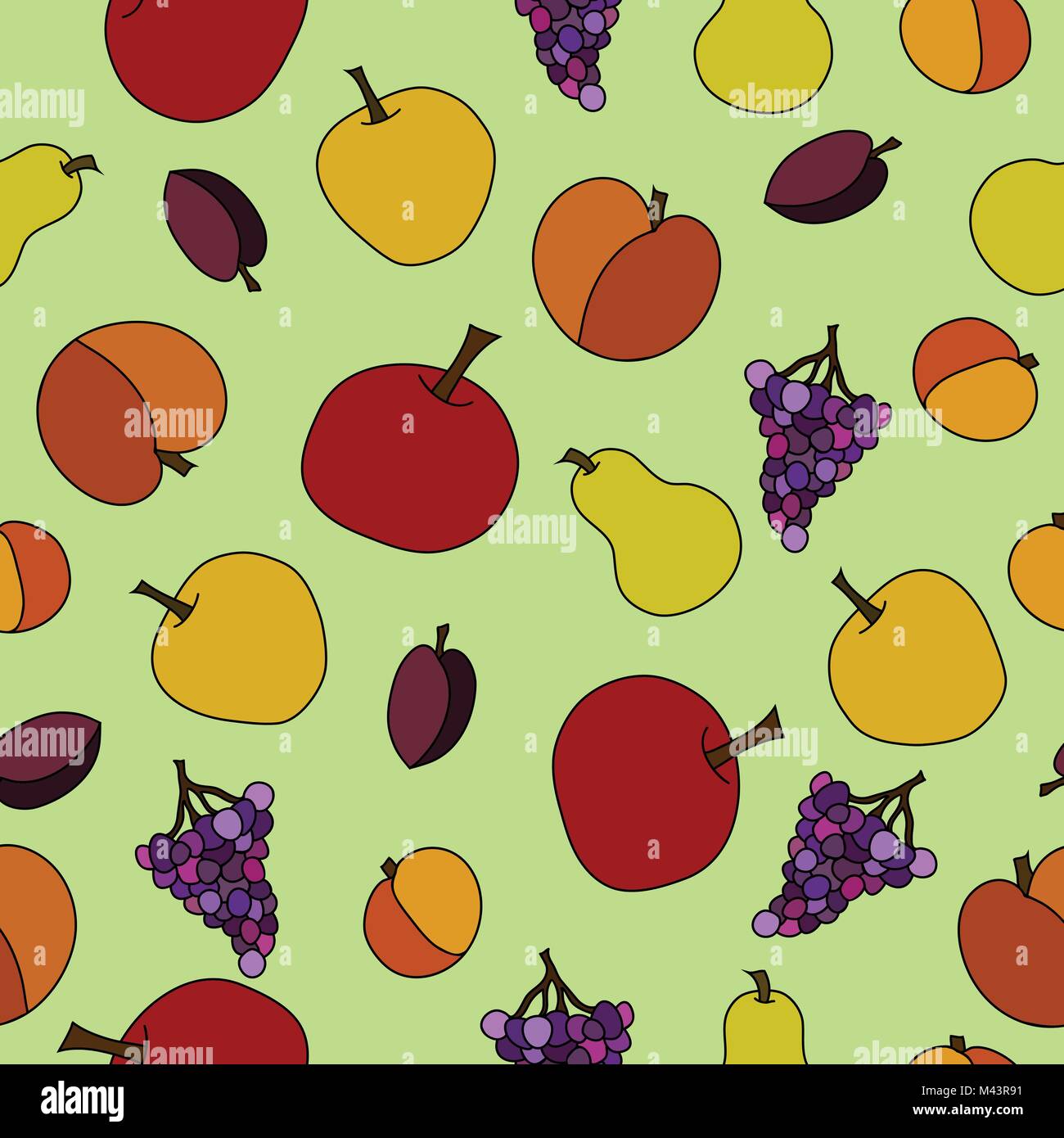 hand drawn vector fruit seamless pattern Stock Vector Image & Art - Alamy