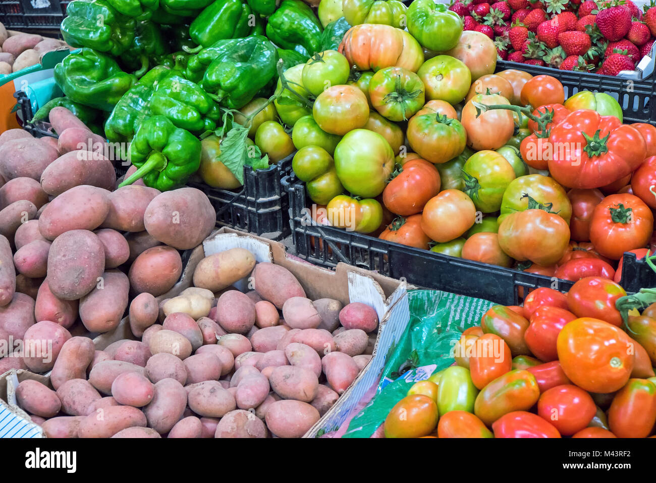 Fresh vegetables for sale at a market Stock Photo - Alamy