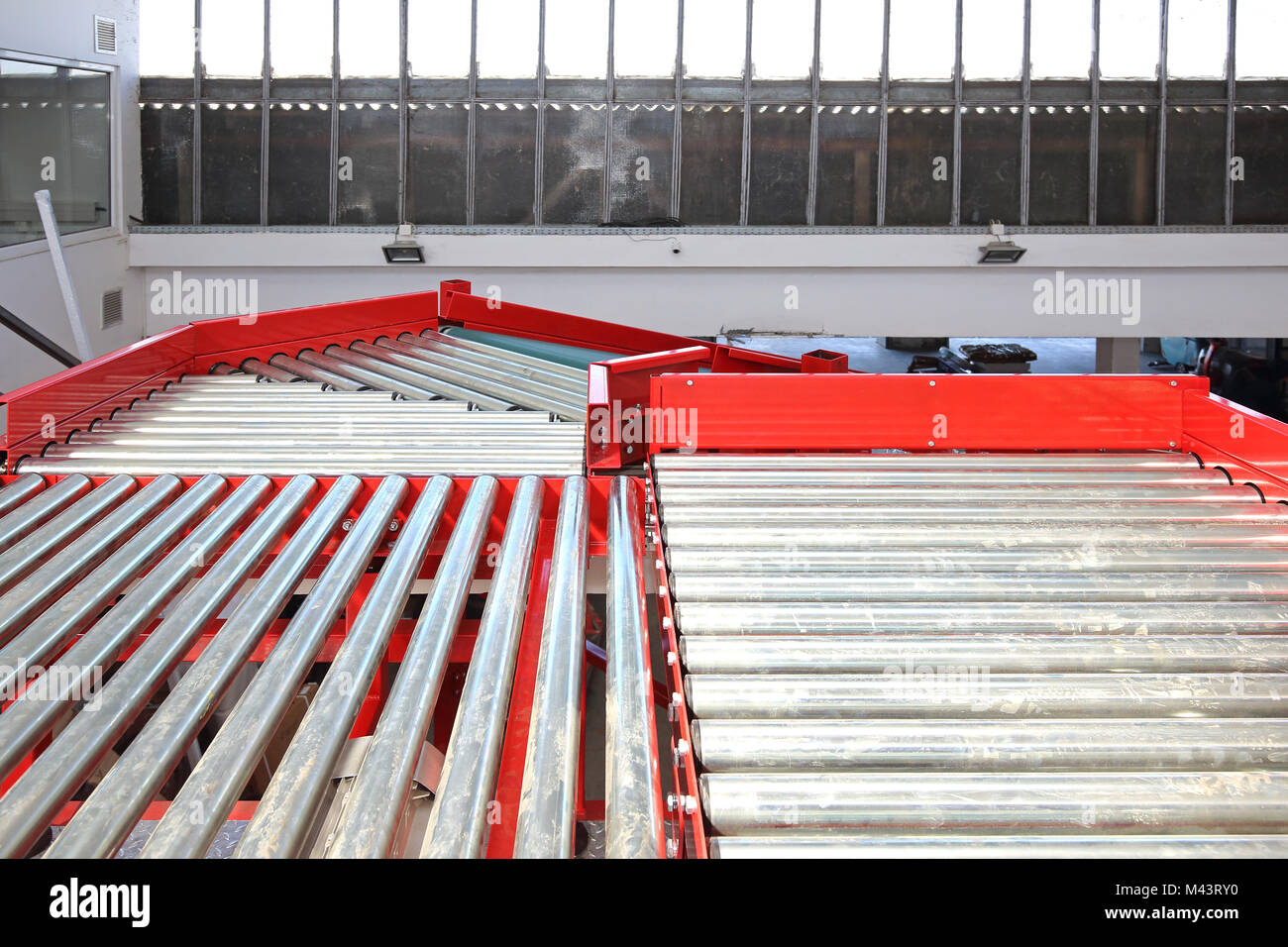 Conveyor Rollers Sorting and Shipping System in Warehouse Stock Photo ...