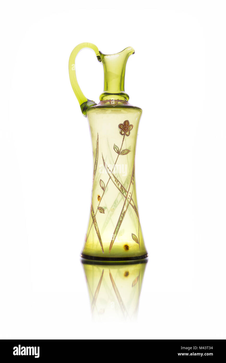 Green glass vase isolated on white backround Stock Photo - Alamy