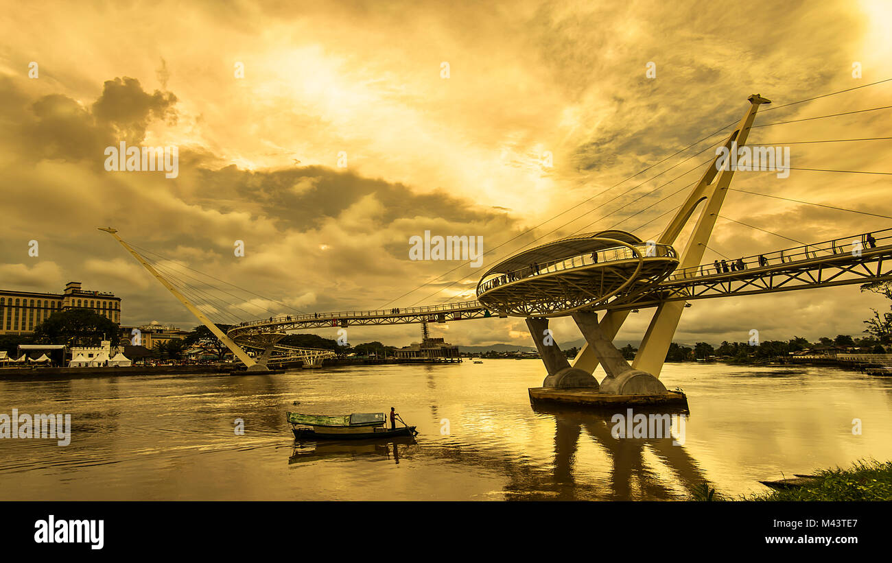 The Darul Hana bridge is a beautiful pedestrian bridge at Kuching ...