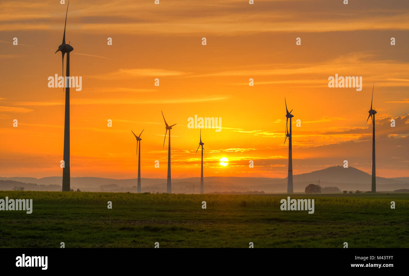 Wind engines at sunset hi-res stock photography and images - Alamy