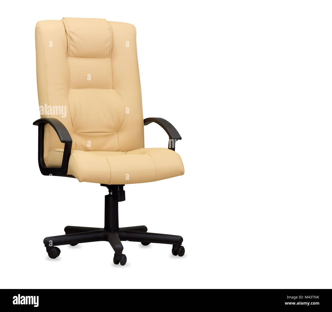 The office chair from beige leather. Isolated Stock Photo - Alamy