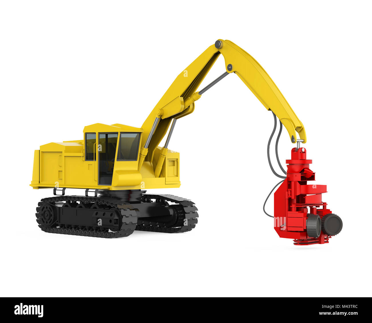 Excavator Forest Mulcher Isolated Stock Photo - Alamy