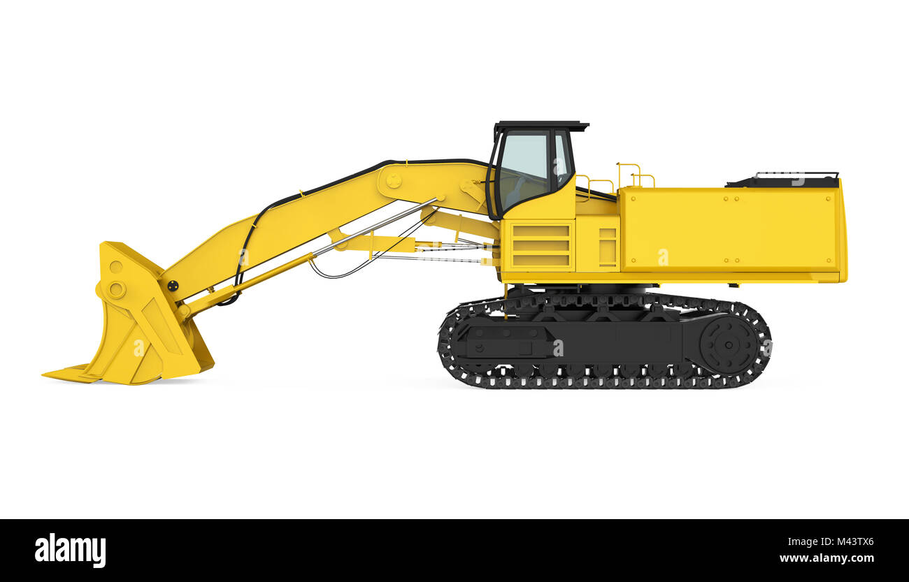 Yellow Excavator Isolated Stock Photo - Alamy