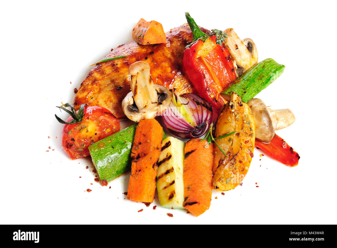 grilled chicken fillet and vegetables Stock Photo - Alamy