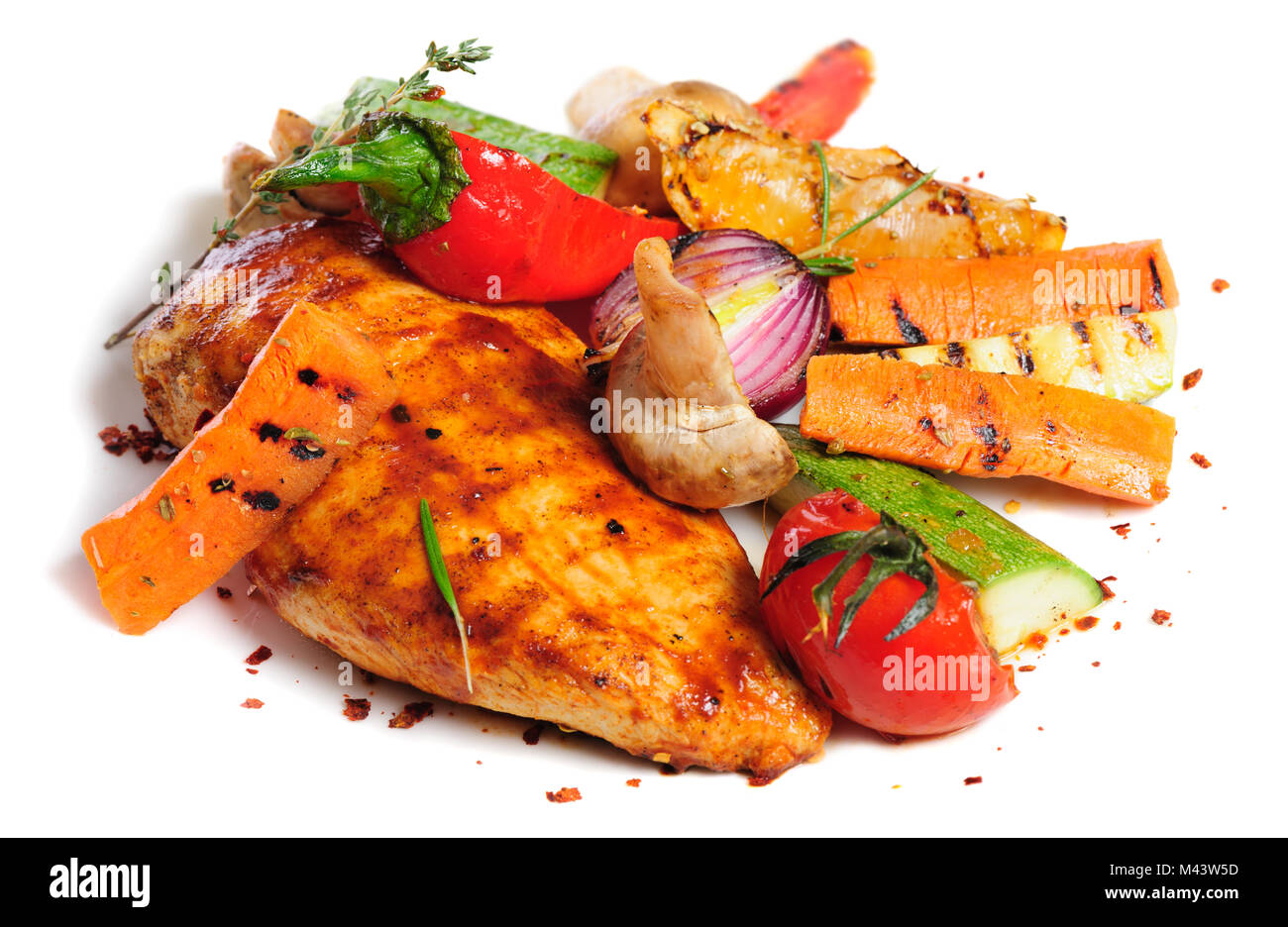 grilled chicken fillet and vegetables Stock Photo - Alamy