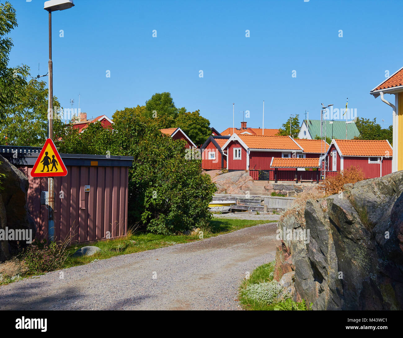Timber cabins in the village of Landsort on the island of Oja (Landsort ...