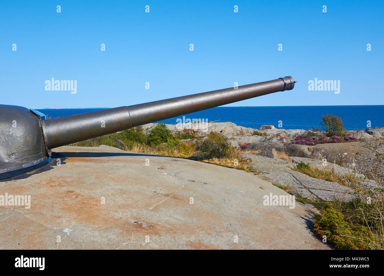 Cannon of the Landsort Battery used to deter invasion during WW2 and ...