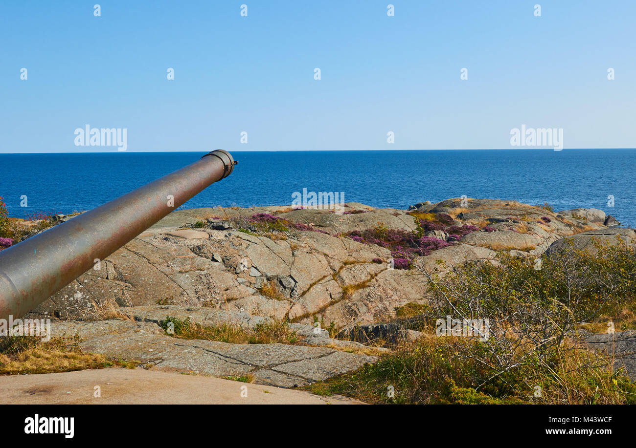 Cannon of the Landsort Battery used to deter invasion during WW2 and ...