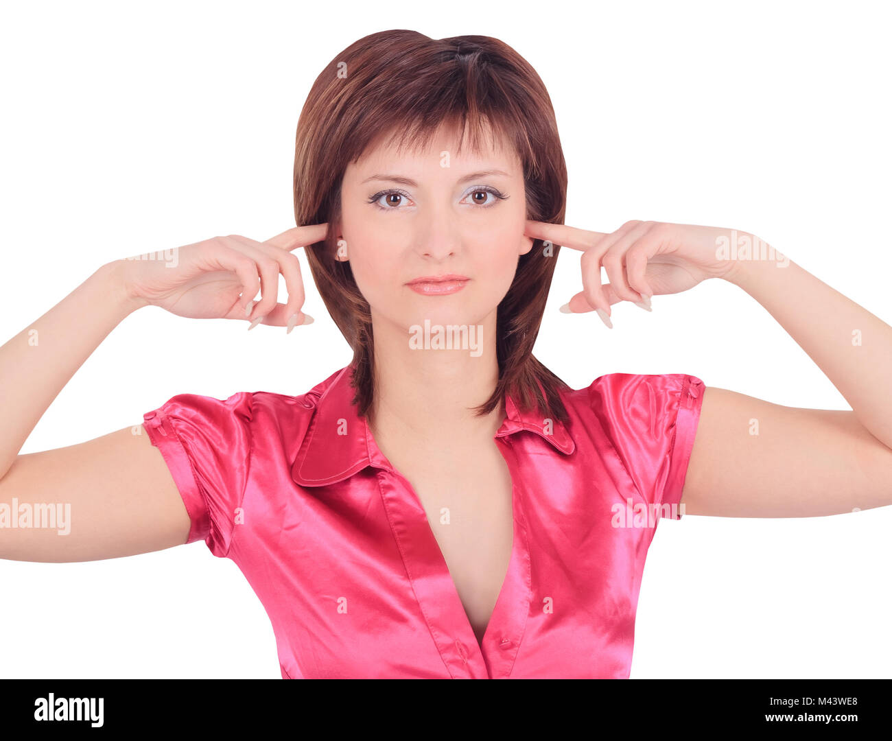 Woman fingers ears hi-res stock photography and images - Alamy