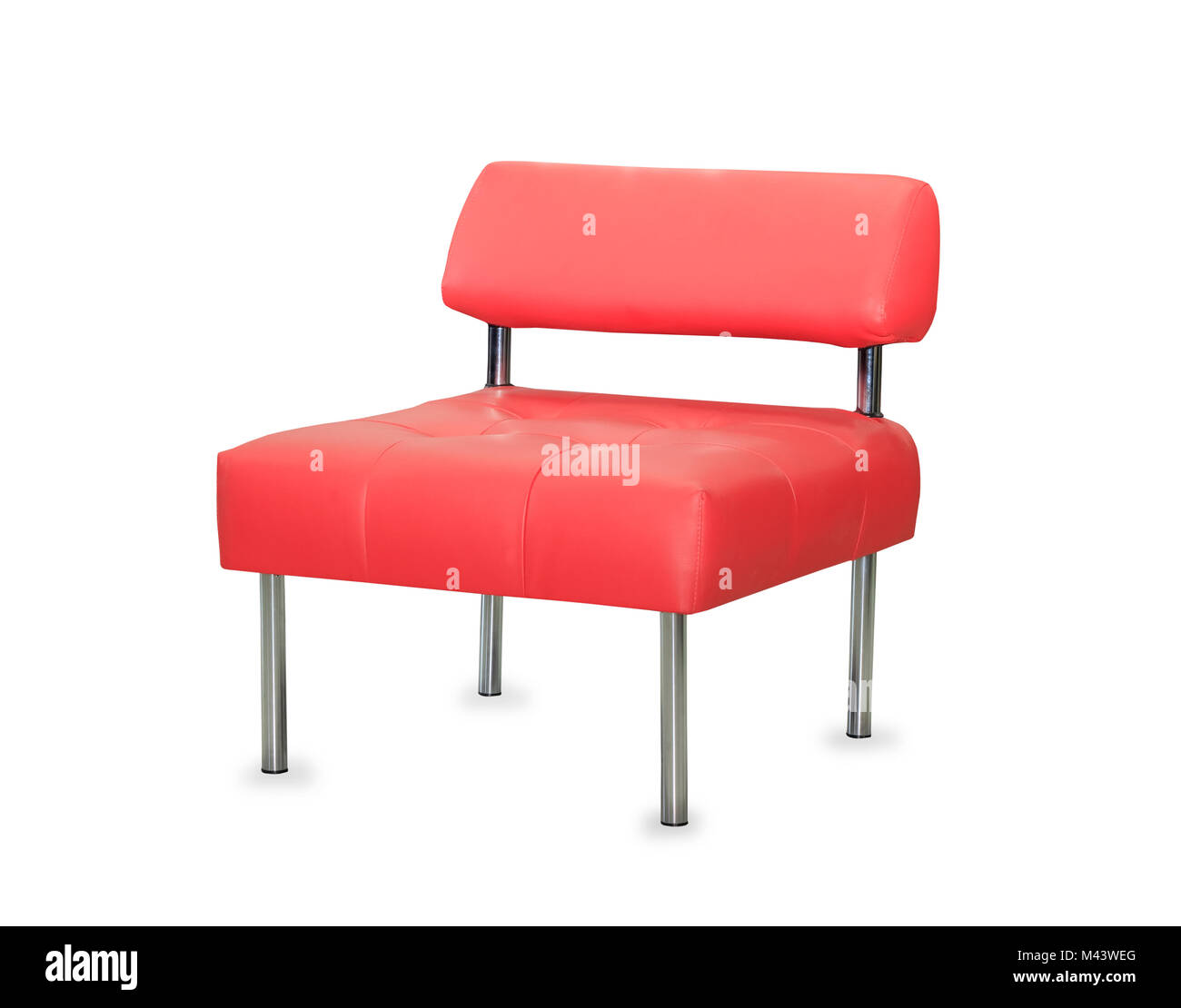 modern red leather chair isolated on white background Stock Photo - Alamy