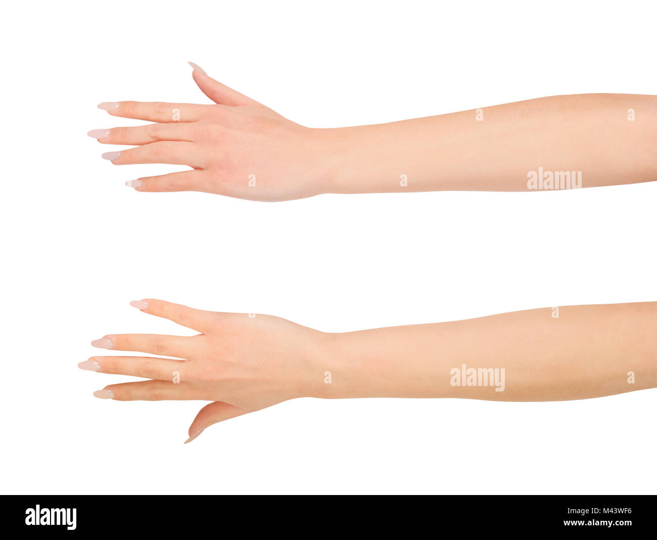 Beauty woman hand over white Stock Photo - Alamy