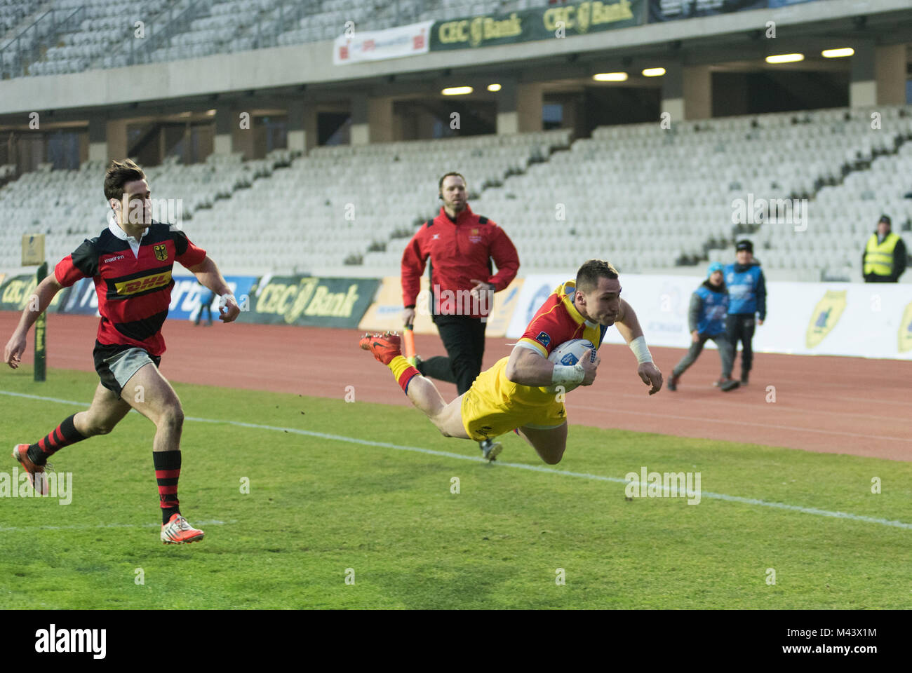 CLUJ NAPOCA, ROMANIA - FEBRUARY 10: The National Rugby Team of Romania ...