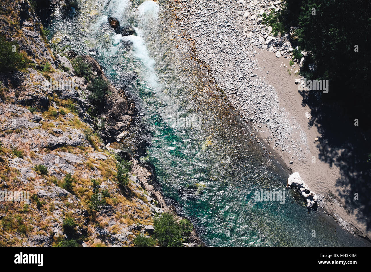 Aerial view of Tara River Canyon looked from Djurdjevica Tara Bridge ...