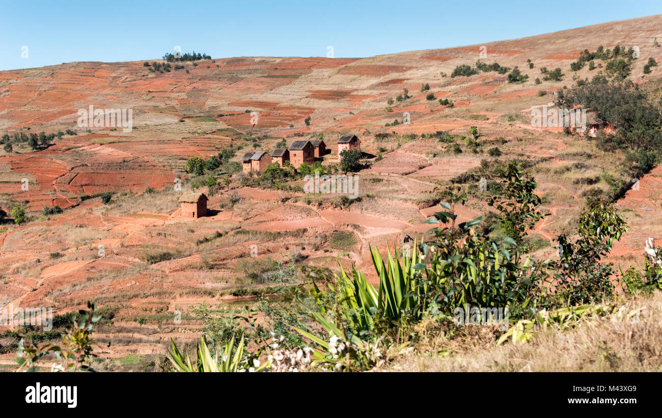 Rural Landscape with Village, Southern Madagascar Stock Photo - Alamy