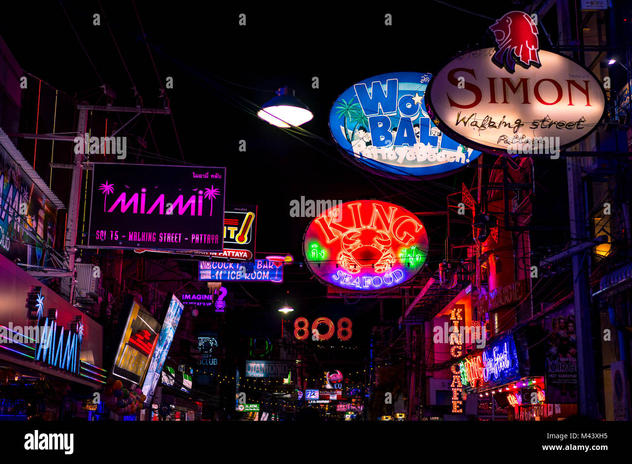 PATTAYA, THAILAND - September 2, 2017 : Colorful night light with music ...
