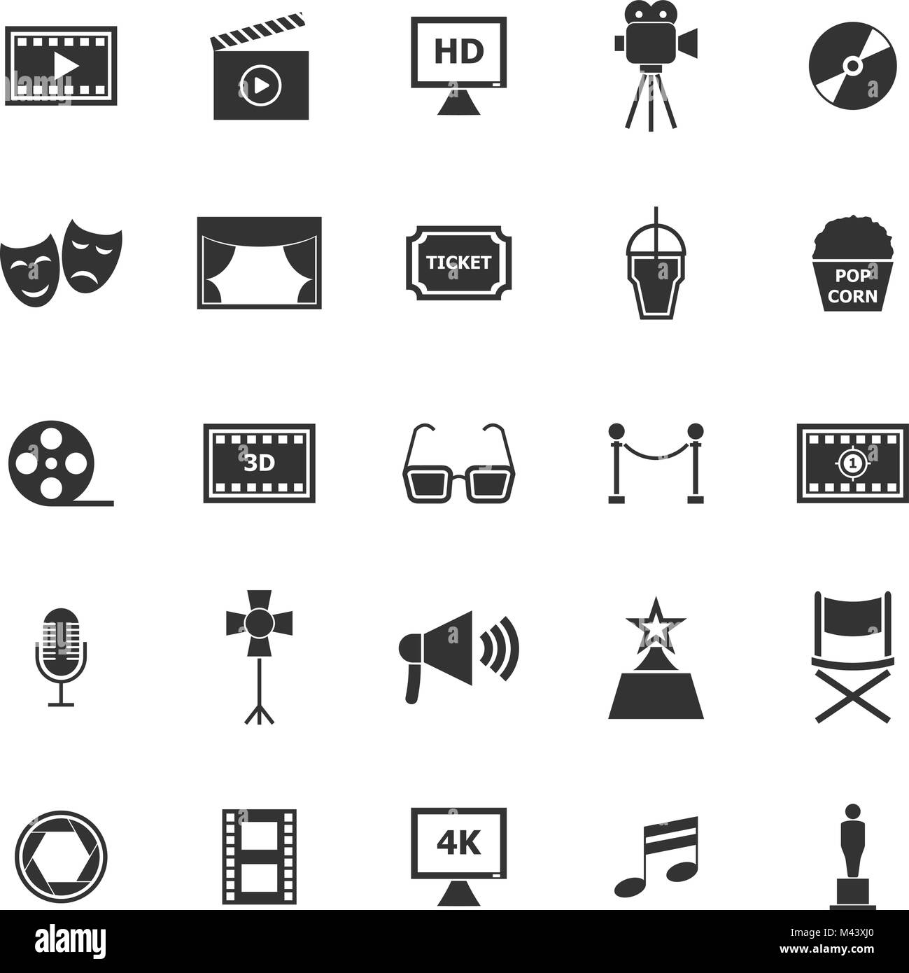 Movie icons on white background, stock vector Stock Vector Image & Art ...