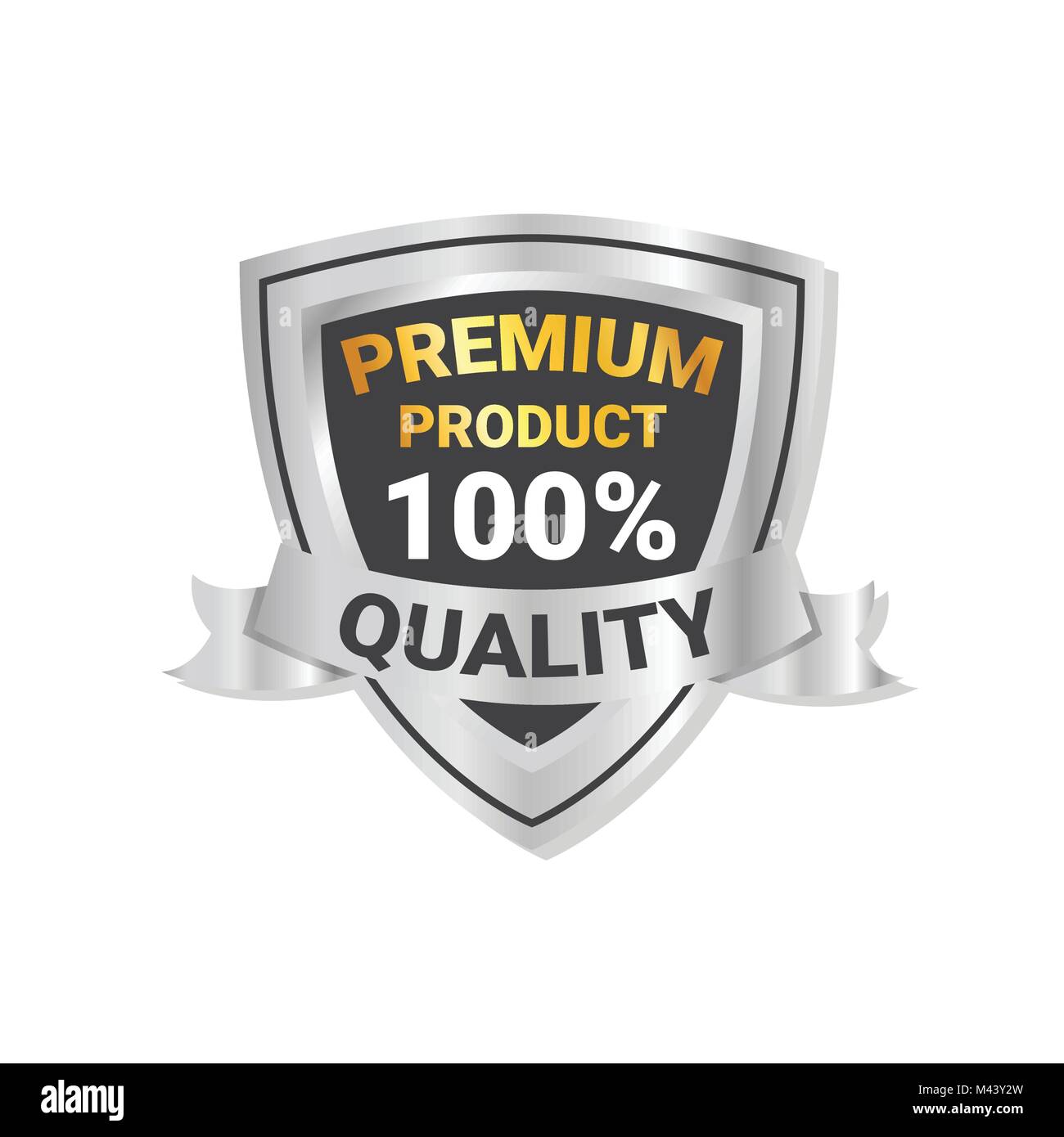 Premium Product Label Silver Shield With Ribbon Seal Isolated Stock ...