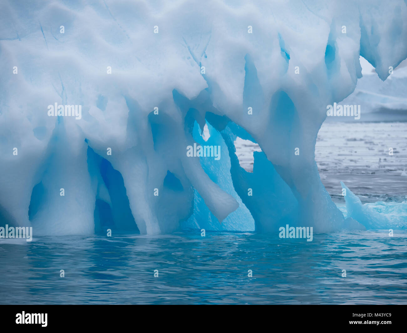 Close up of a light blue iceberg in Cierva Cove in the Southern Ocean ...