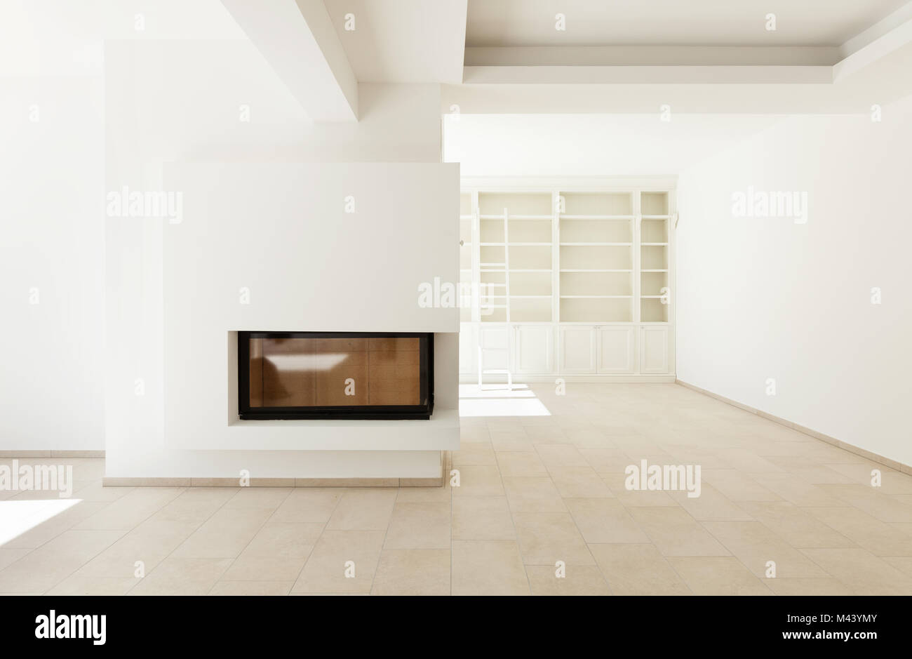 Interior of a new empty house, view living room Stock Photo - Alamy