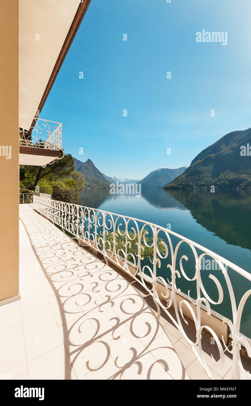 beautiful landscape, lake view from the terrace of a penthouse Stock ...