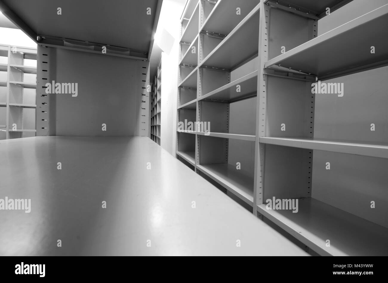 Empty archive storage units, archive rolling storage system Stock Photo ...