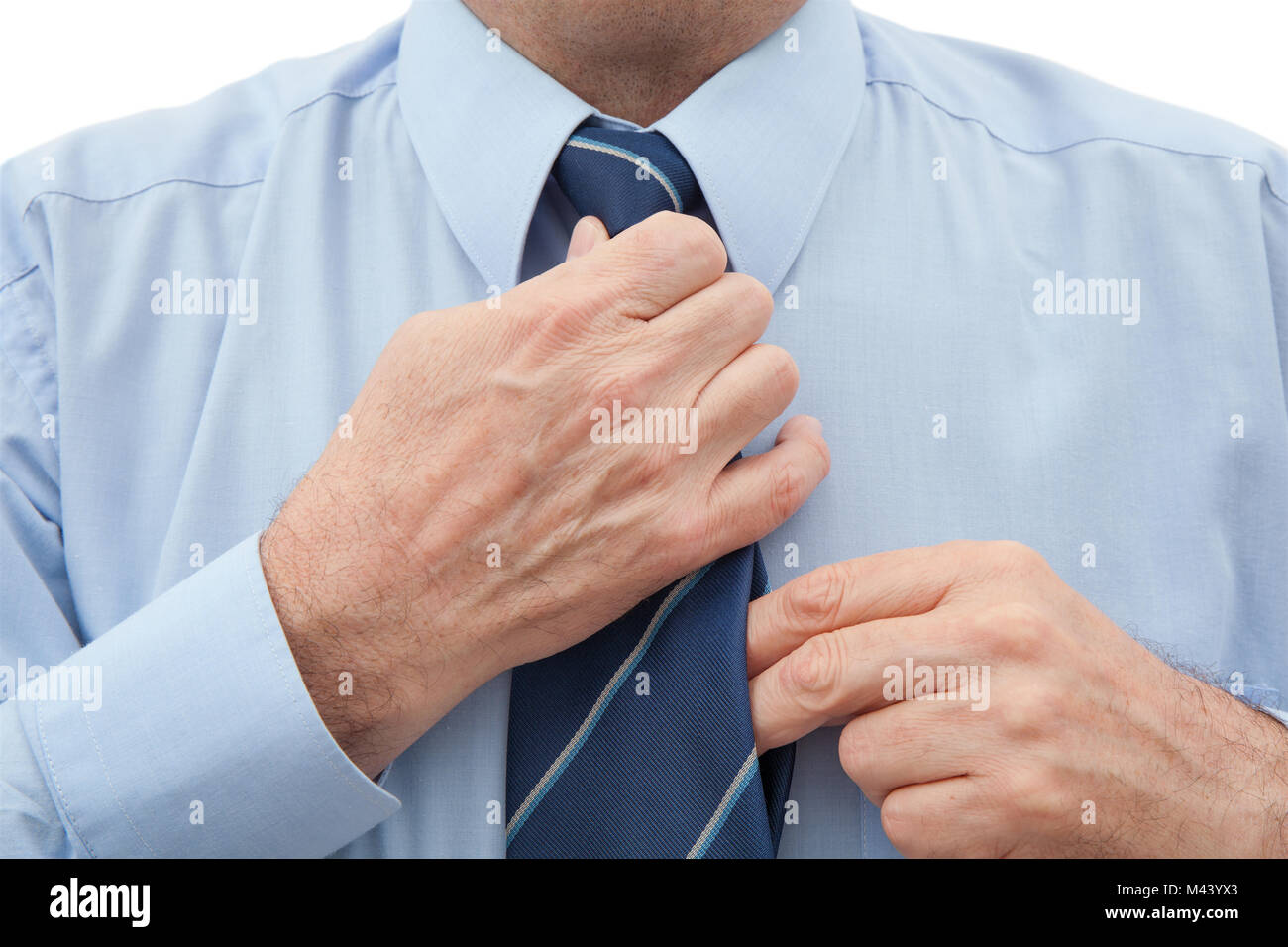 Male office adjusting necktie hi-res stock photography and images - Alamy