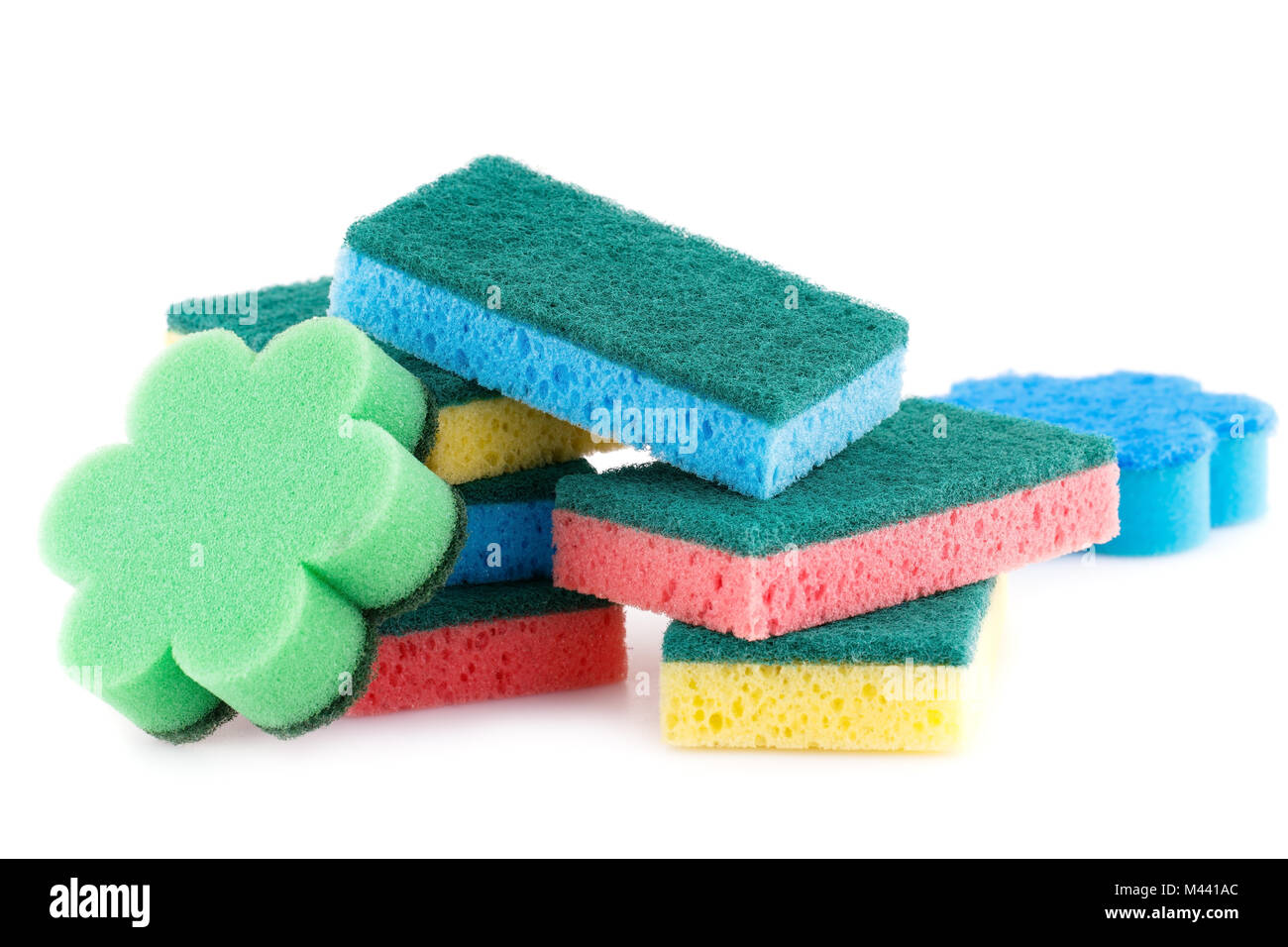 Colorful sponges isolated on white background Stock Photo - Alamy