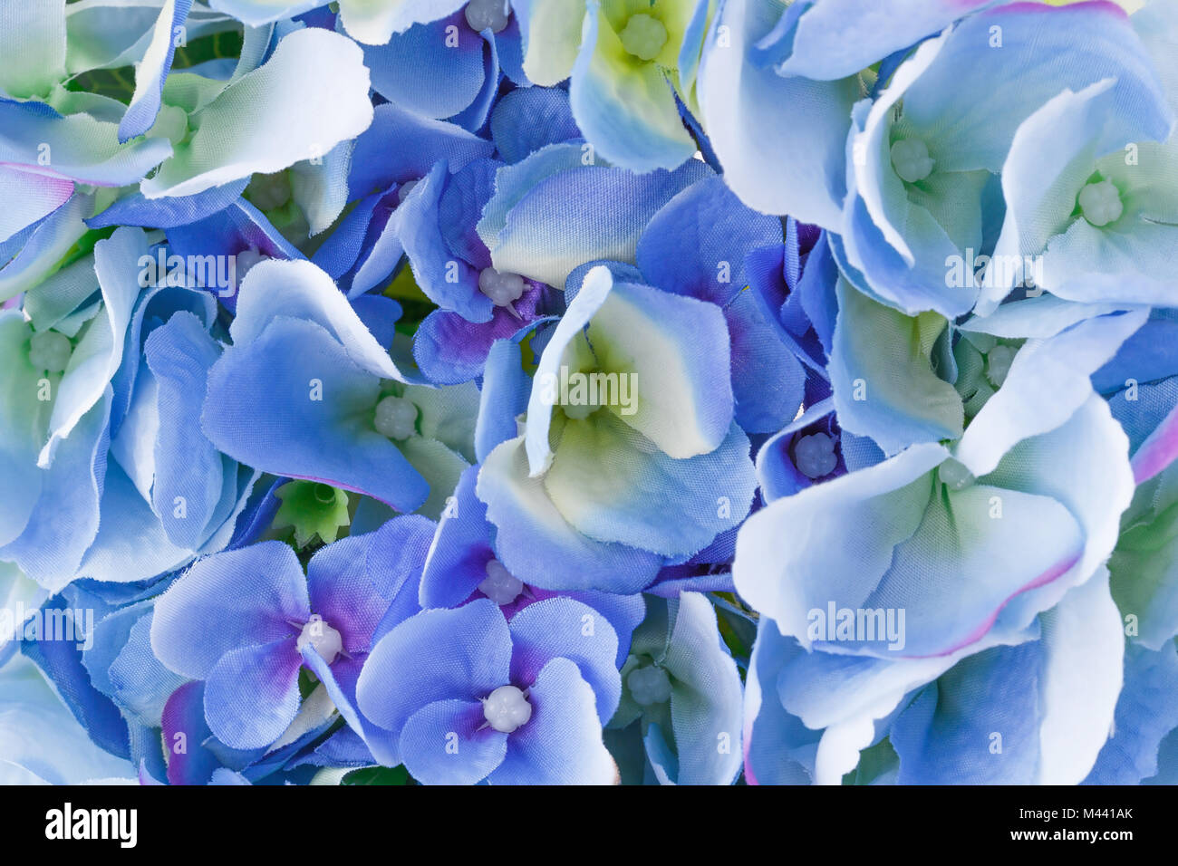 Blue fabric flowers closeup picture Stock Photo - Alamy