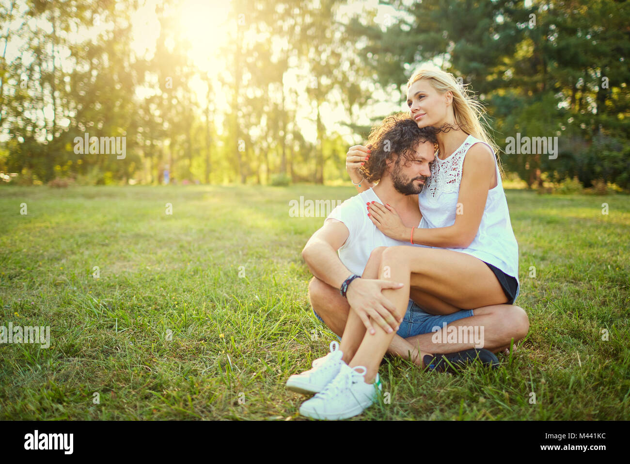 A middle-aged couple together in nature Stock Photo - Alamy