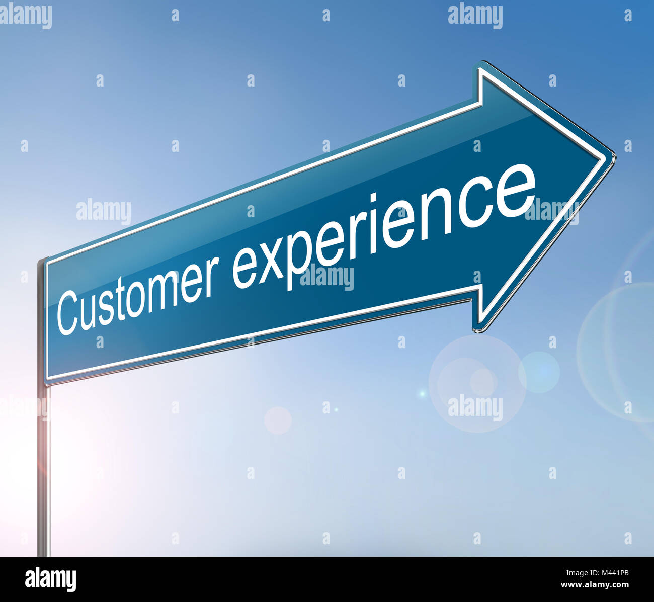 3d Illustration depicting a sign with a customer experience concept ...