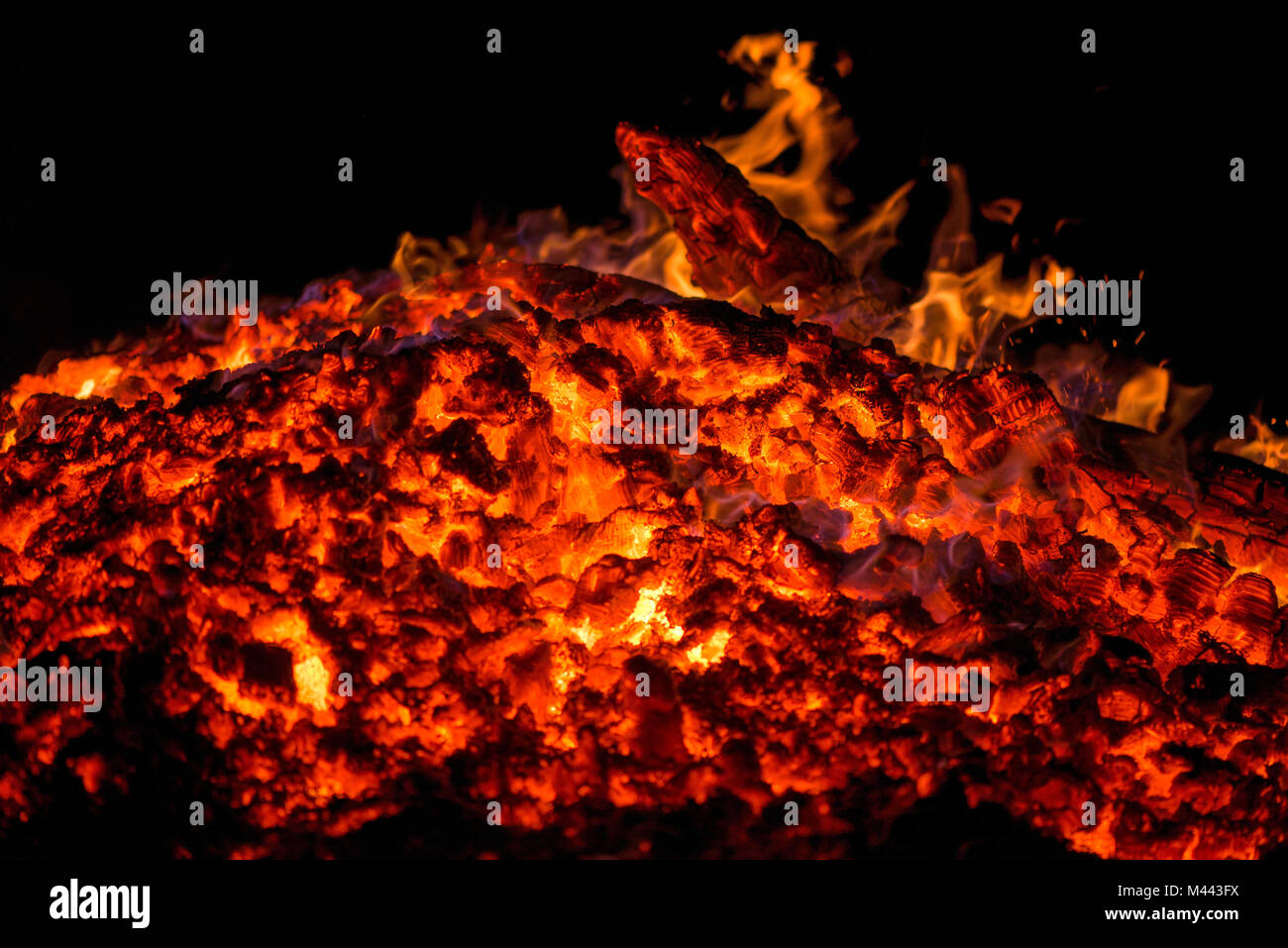 Ignite the fire. Warming up the cold winter nights. A macro shot of ...