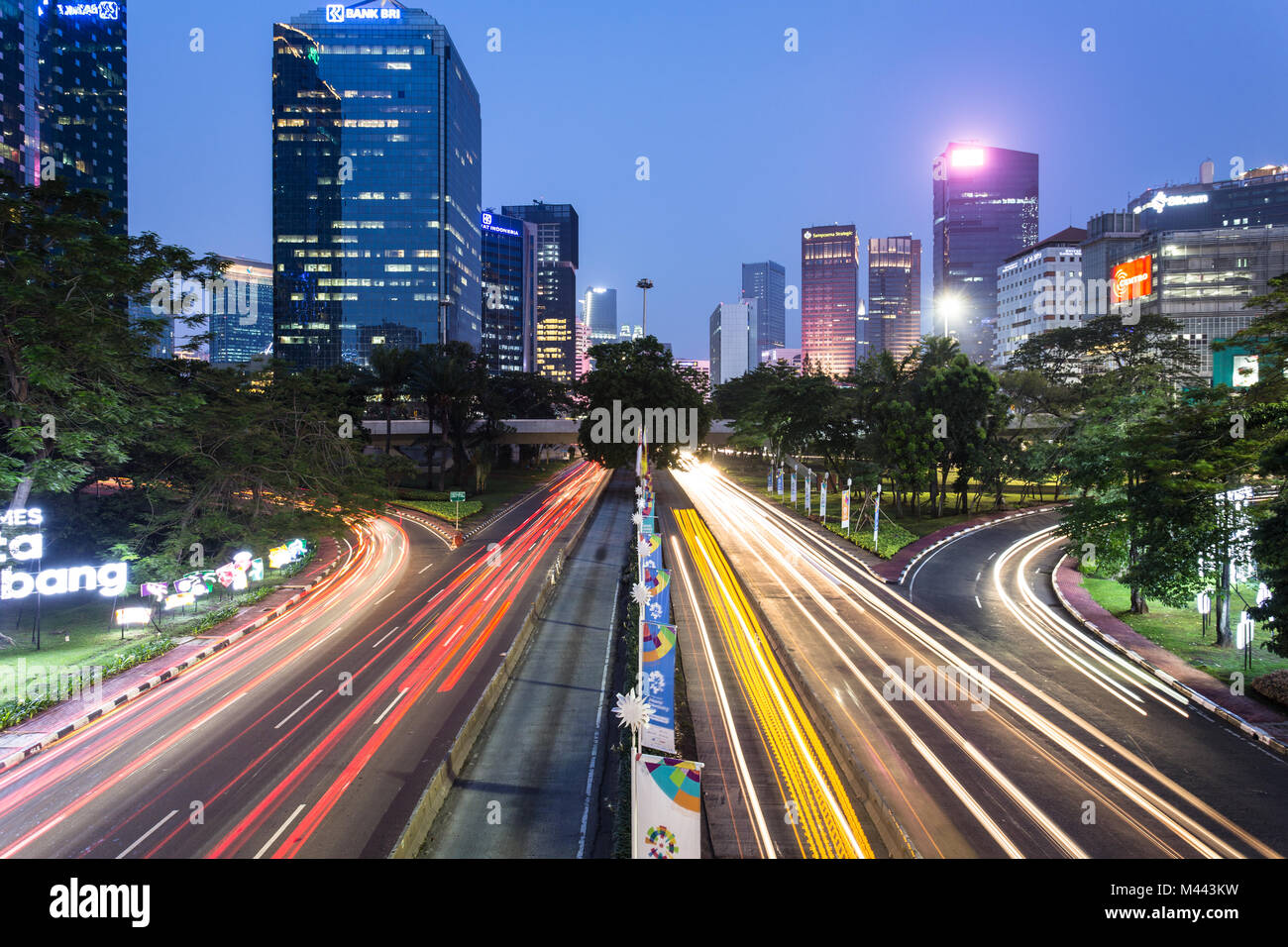 Jakarta, Indonesia - October 27 2017: Traffic, captured with blurred ...
