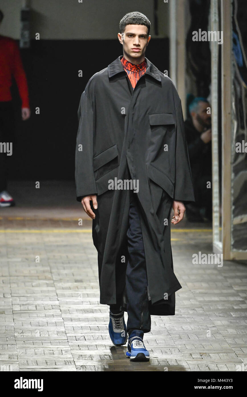 A model on the runway at the Dirk Bikkembergs show during Milan Men's ...