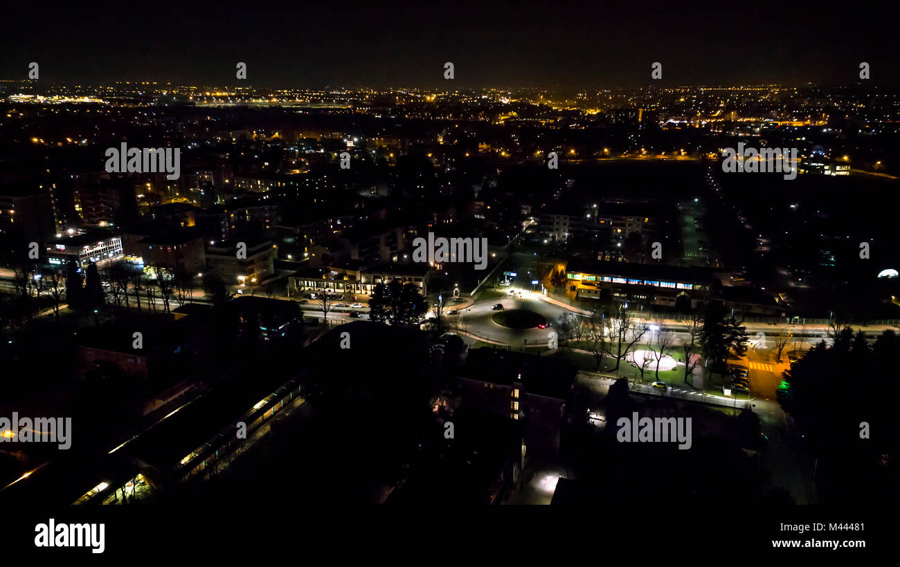 Aerial view dusk night motorway hi-res stock photography and images - Alamy