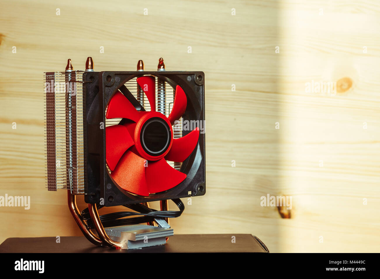 CPU cooler, radiator with 2 fans with red blades Stock Photo - Alamy
