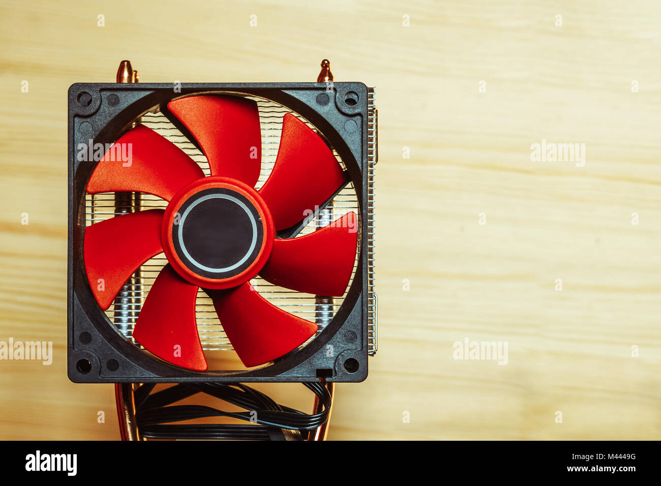 CPU cooler, radiator with 2 fans with red blades Stock Photo - Alamy
