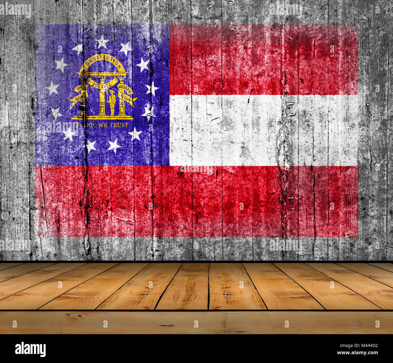 Georgia concrete flag with wooden floor Stock Photo - Alamy
