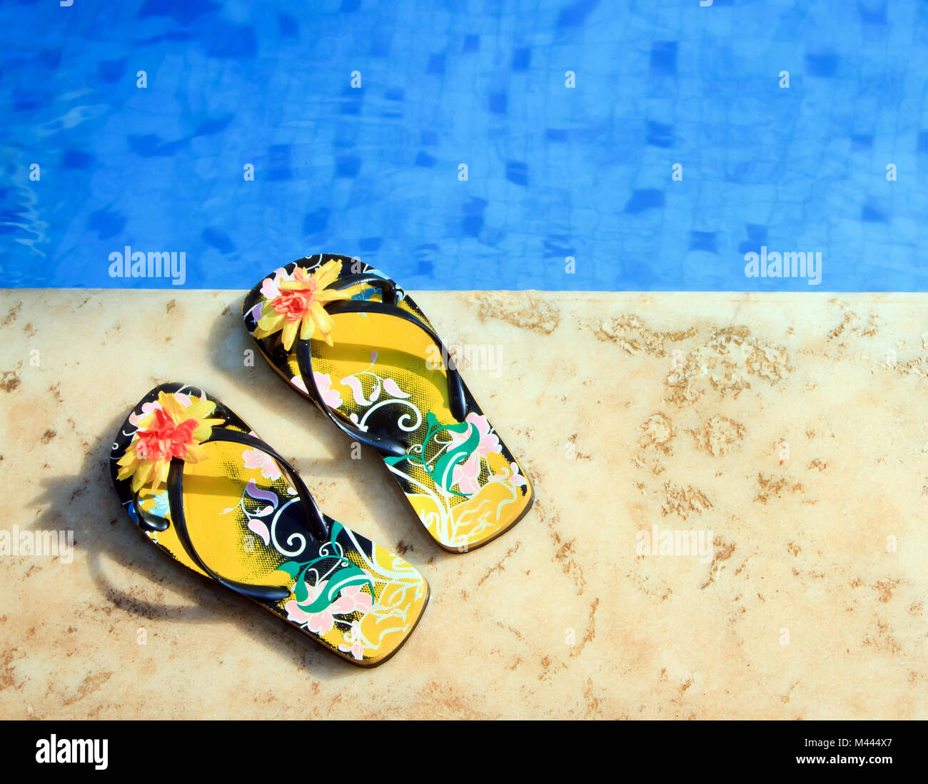 woman flip-flops near clear pool Stock Photo - Alamy