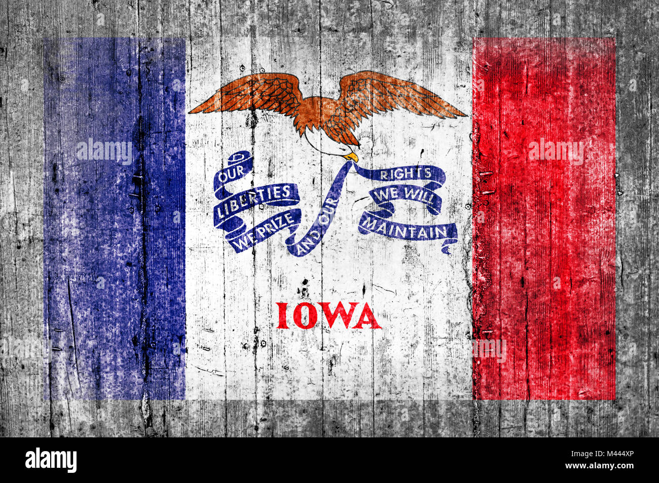 Iowa US state flag painted on concrete flag Stock Photo - Alamy