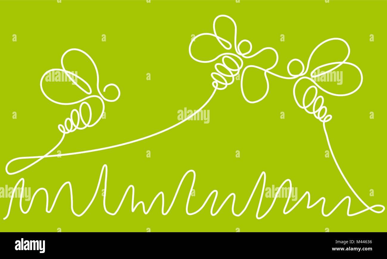 Abstract one line drawing with flying bees Stock Vector Image & Art - Alamy