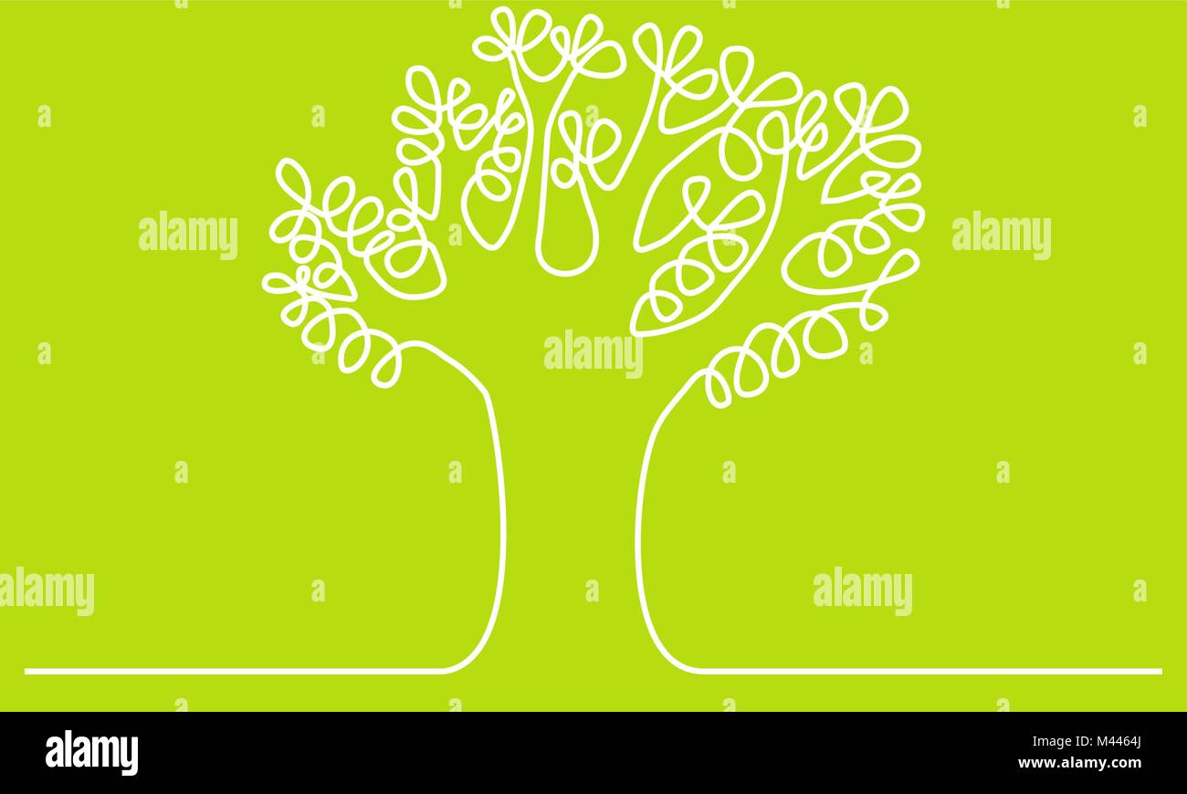 Abstract one line drawing with tree Stock Vector Image & Art - Alamy
