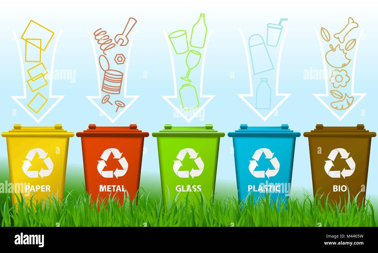 Waste segregation background with recycle bins Stock Vector Image & Art ...